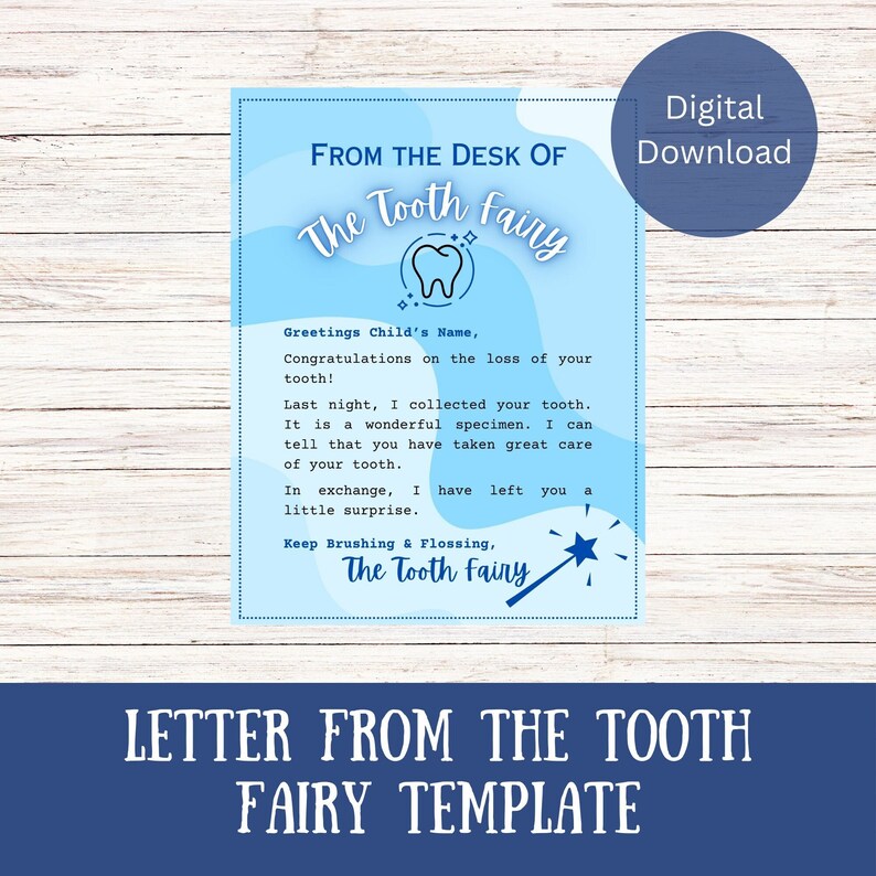 Letter From Tooth Fairy Template | Editable Tooth Fairy Letter ...