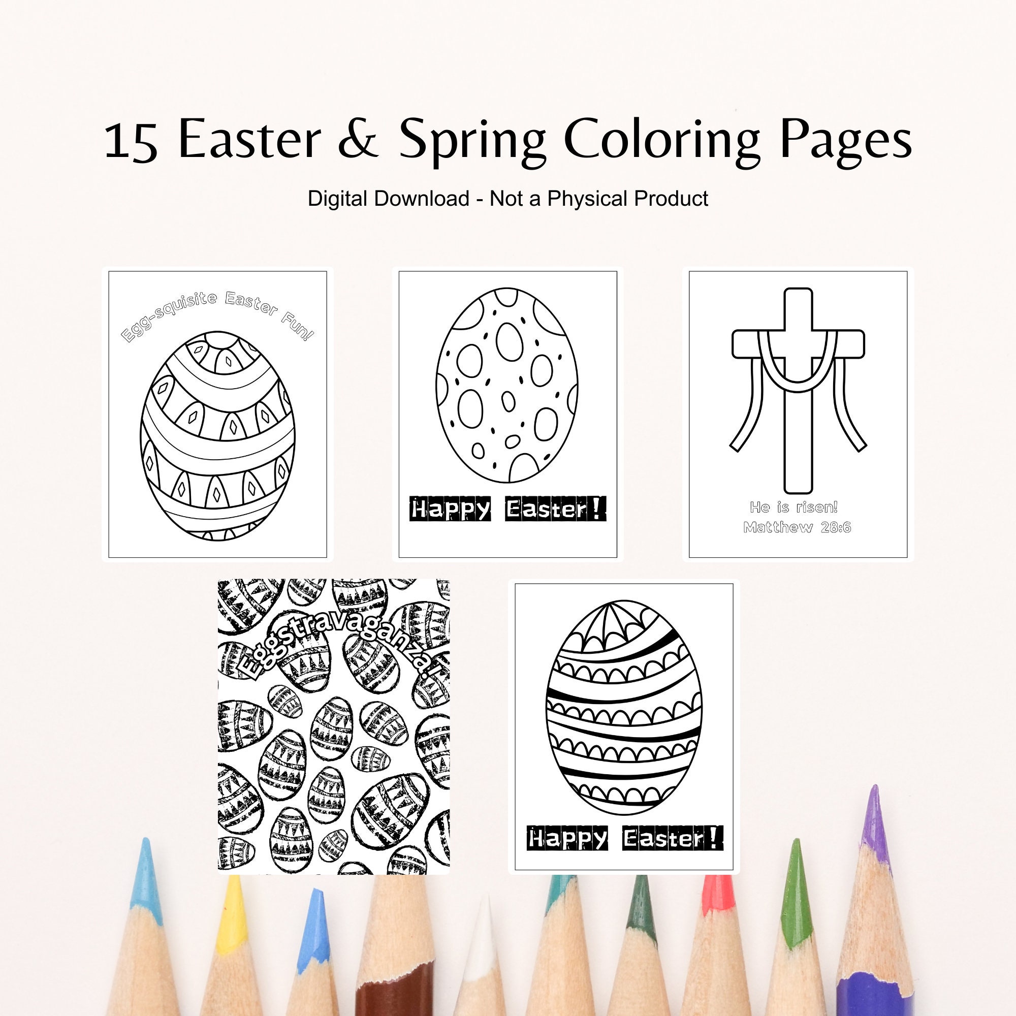 Easter Coloring Pages: Spring Flowers, Eggs (printable Digital Download ...