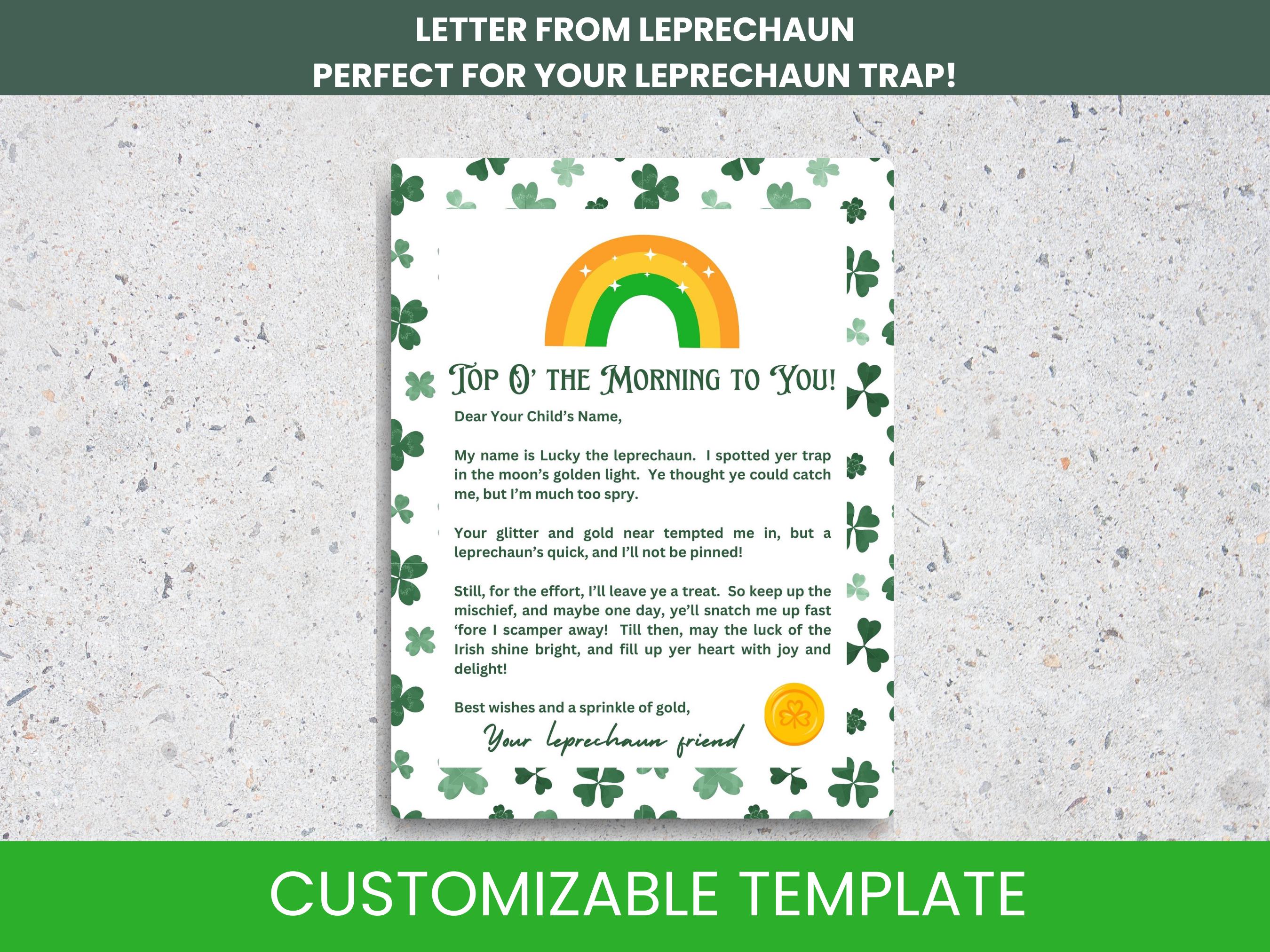 Leprechaun Trap Letter Printable | Editable Leprechaun Letter for Kids ...