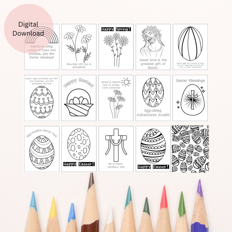 Easter Coloring Pages: Spring Flowers, Eggs (printable Digital Download ...
