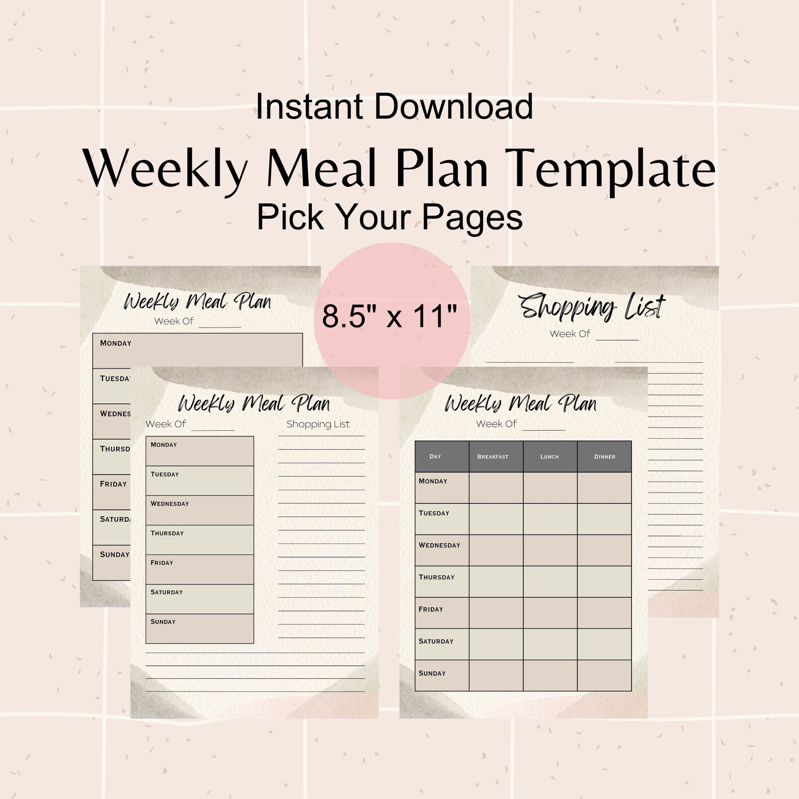 Editable Weekly Meal Plan Template | Printable Meal Planner | Meal Plan ...