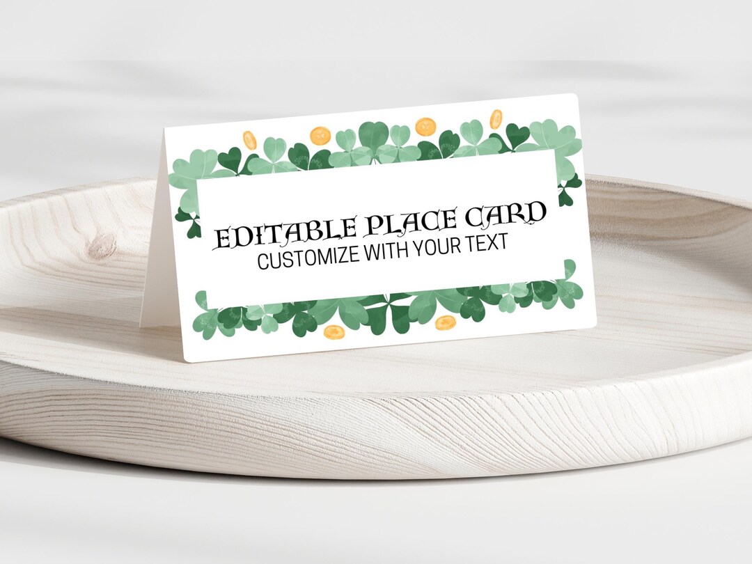 St. Patrick's Day Shamrock Place Card Template (digital Download) - Etsy