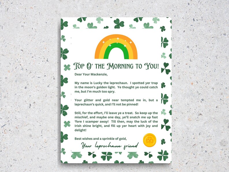 Leprechaun Trap Letter Printable | Editable Leprechaun Letter for Kids ...