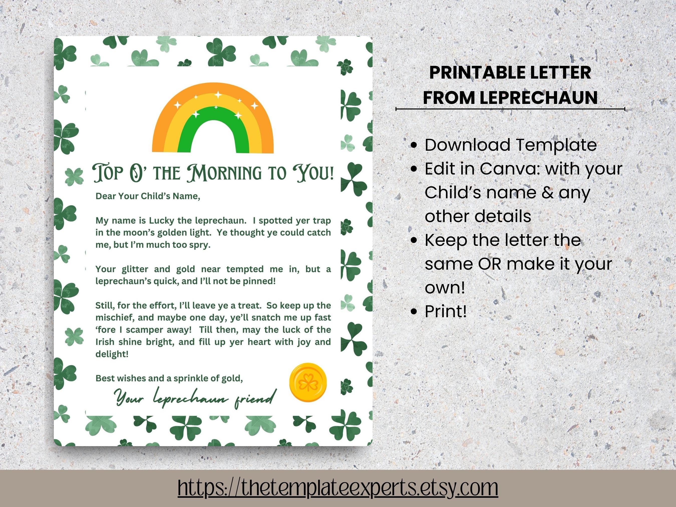 Leprechaun Trap Letter Printable | Editable Leprechaun Letter for Kids ...
