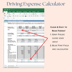 Travel Expense - Gas Calculator Template | Excel Instant Download ...