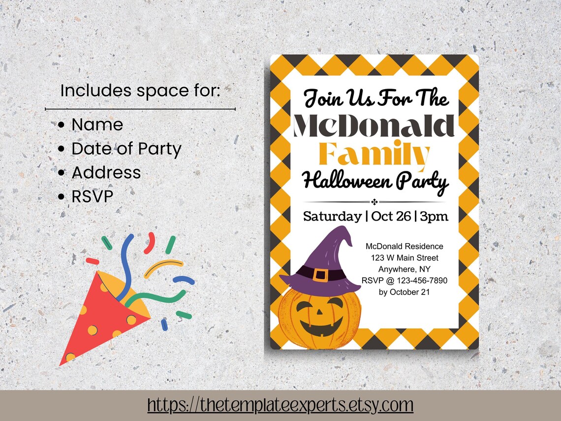 Family Halloween Party Invitation Template: Editable Canva Invite ...