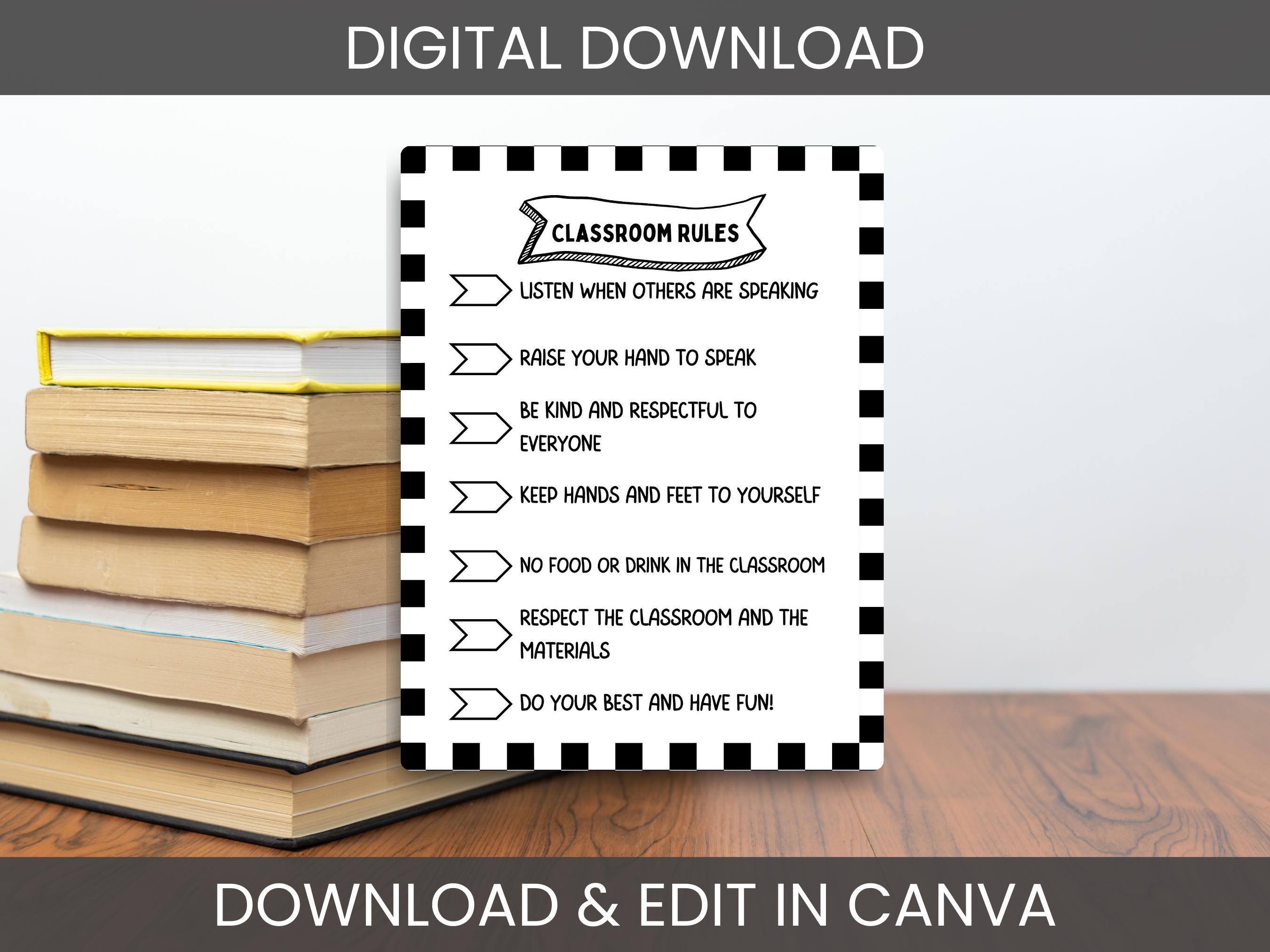Printable Classroom Rules | Classroom Rules Template | Downloadable ...