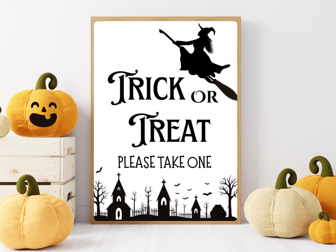 Printable Halloween Candy Bowl Sign | Trick or Treat Candy Bowl Sign ...