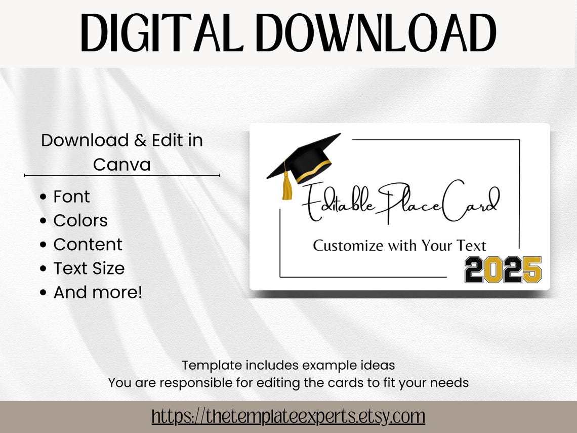 Graduation Buffet Card Template | Graduation Place Card | Food Card ...