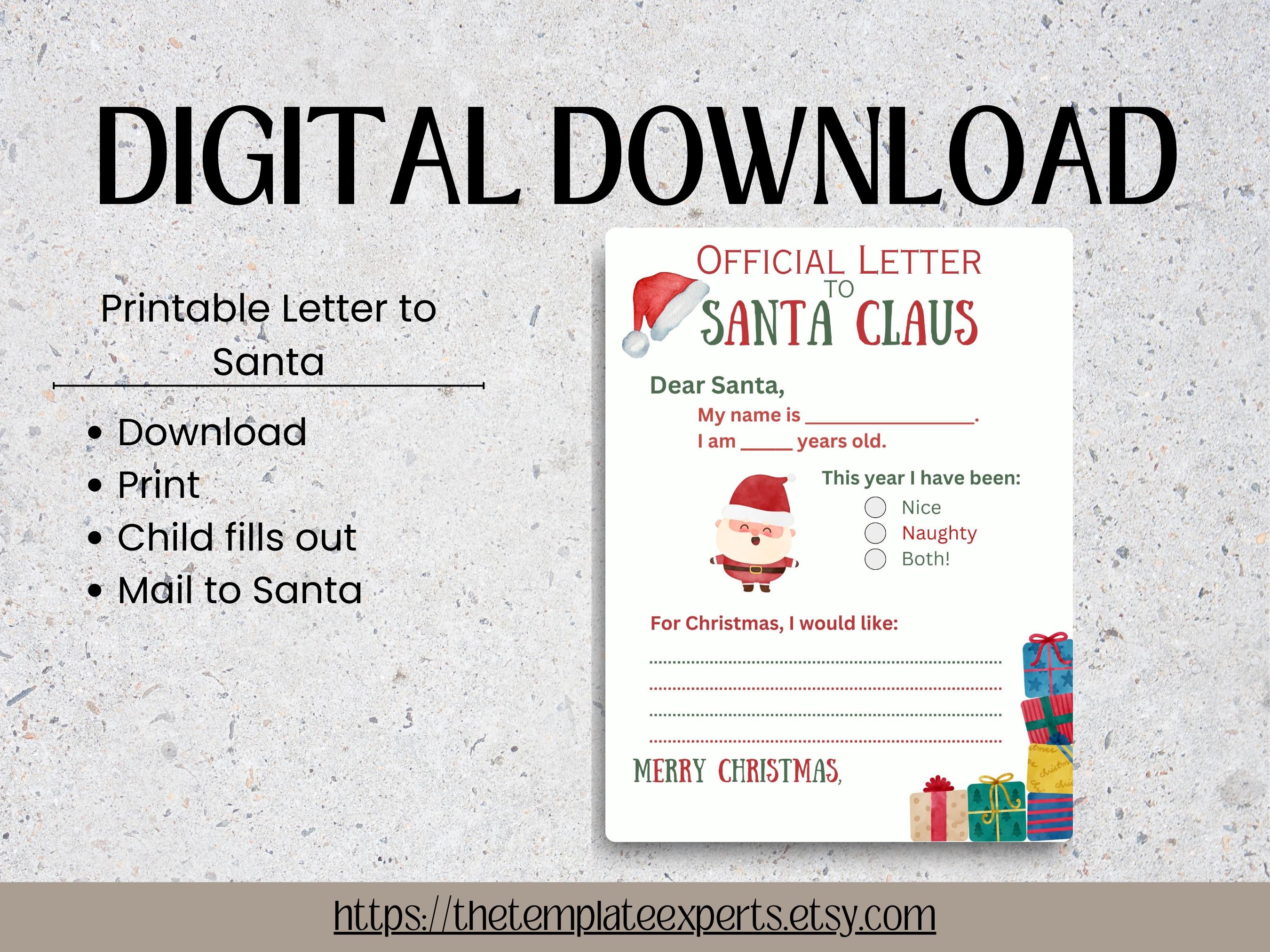 Letter to Santa, Printable Letter to Santa, Letter to Santa Template ...