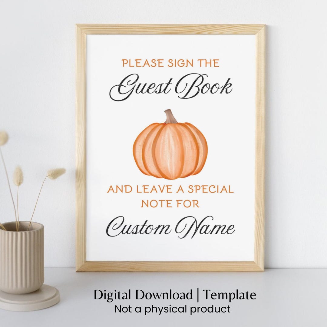 Fall Guest Book Sign Template | Printable Pumpkin Guest Book Sign ...