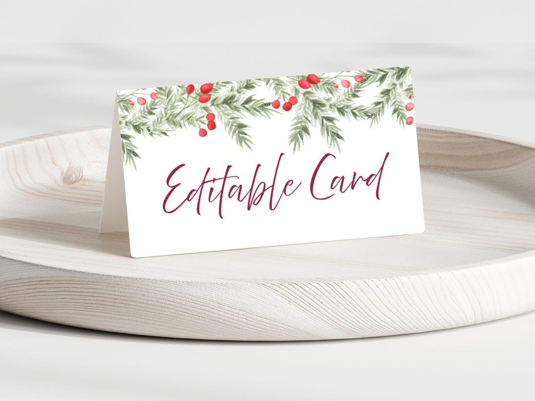 Editable Christmas Place Card Template | Holiday Name Card | Printable ...