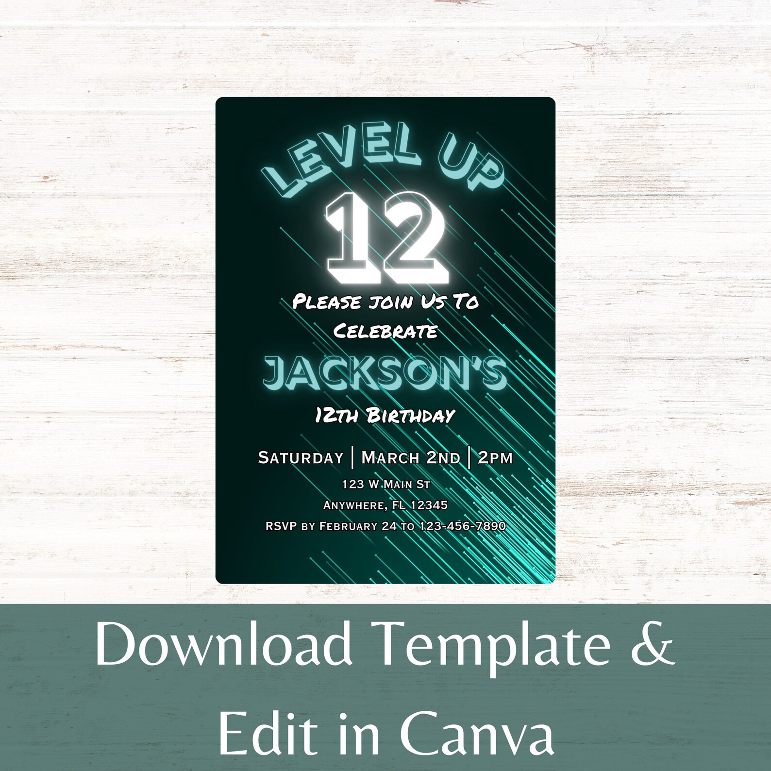 Level up Birthday Invitation Template Editable Boys Birthday Invitation ...