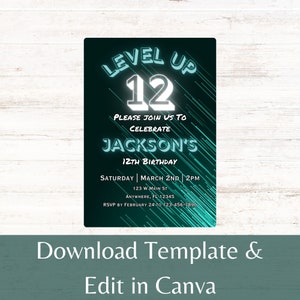 Level up Birthday Invitation Template | Editable Boys Birthday ...