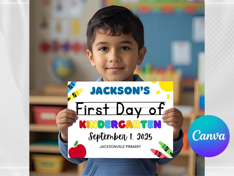 Editable First Day of Kindergarten Sign: 11x8.5 Printable (digital ...