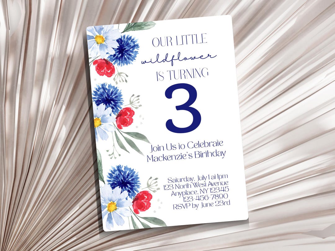 Wildflower Birthday Invitation Template: Editable Canva Invite (5x7 ...