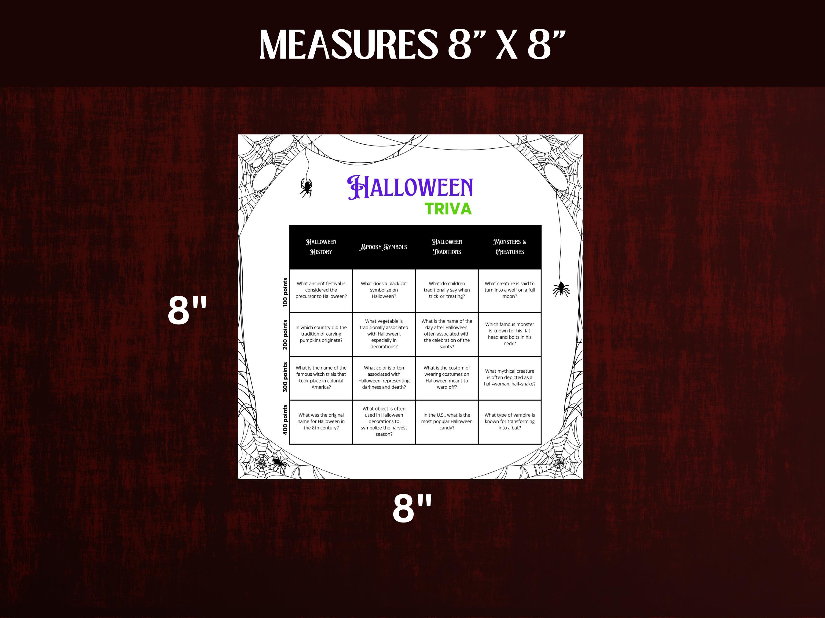 Halloween Trivia Game Printable Halloween Game Halloween Jeoparty Game ...