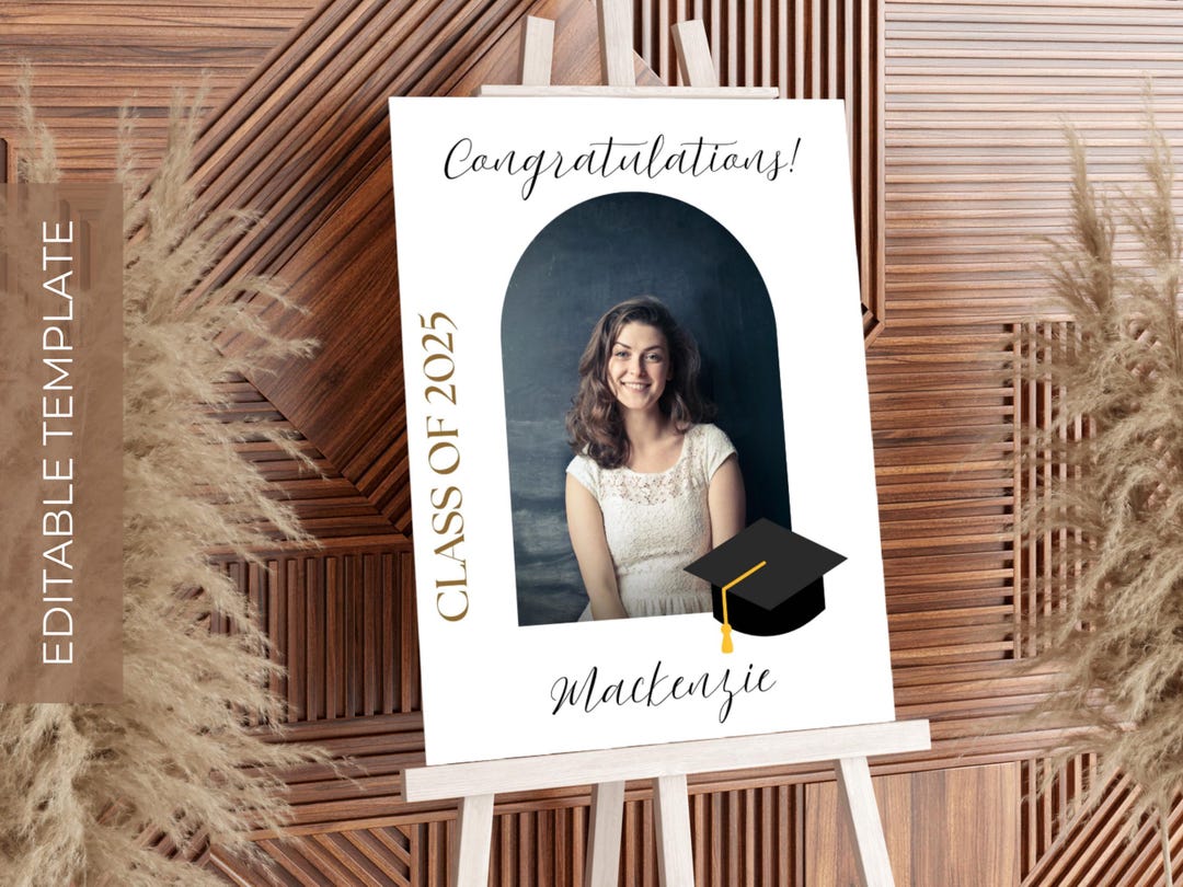 Graduation Welcome Sign Template Class of 2025 | Editable Canva Poster ...