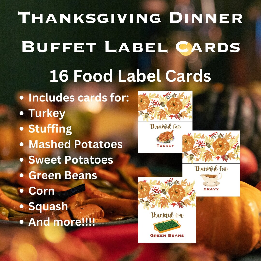Thanksgiving Buffet Place Card Thanksgiving Food Label Cards - Etsy
