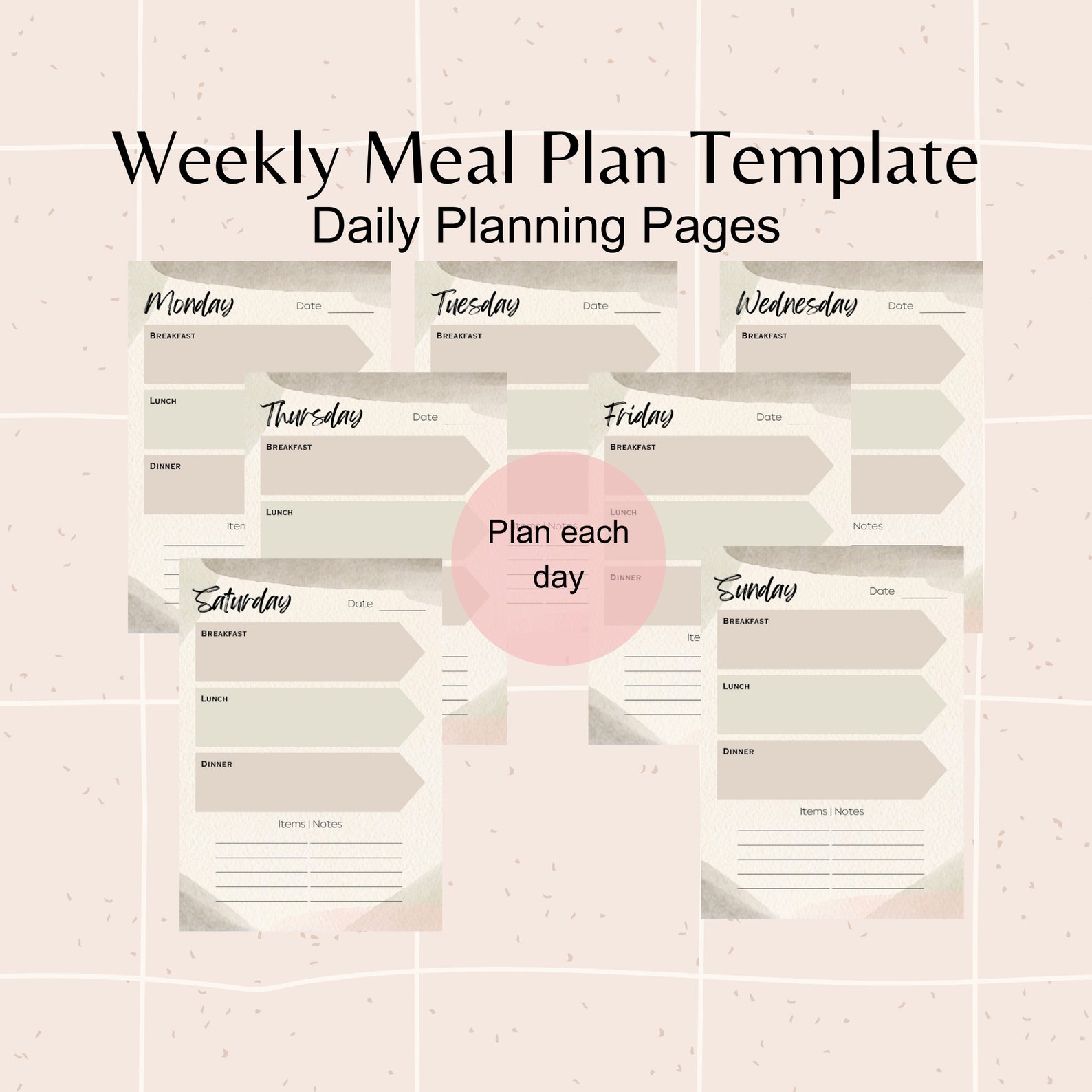 Editable Weekly Meal Plan Template | Printable Meal Planner | Meal Plan ...