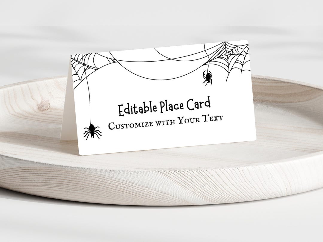 Halloween Place Card Template | Halloween Buffet Card Template | Spider ...