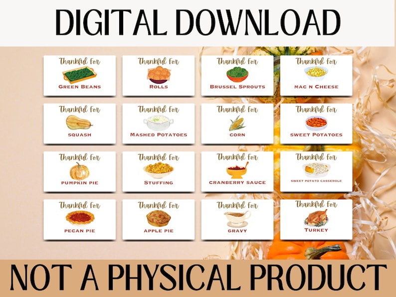 Thanksgiving Buffet Place Card | Thanksgiving Food Label Cards ...