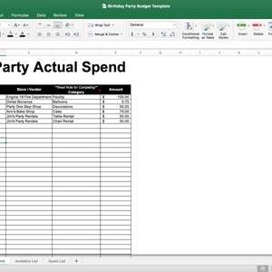 Birthday Party Budget Template: Excel Spreadsheet (digital Download) - Etsy