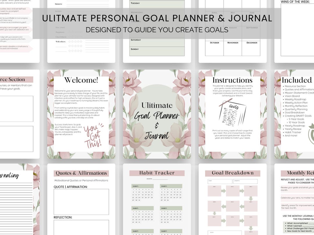 SMART Goals Planner: Personal Goal Journal Template (digital Download ...