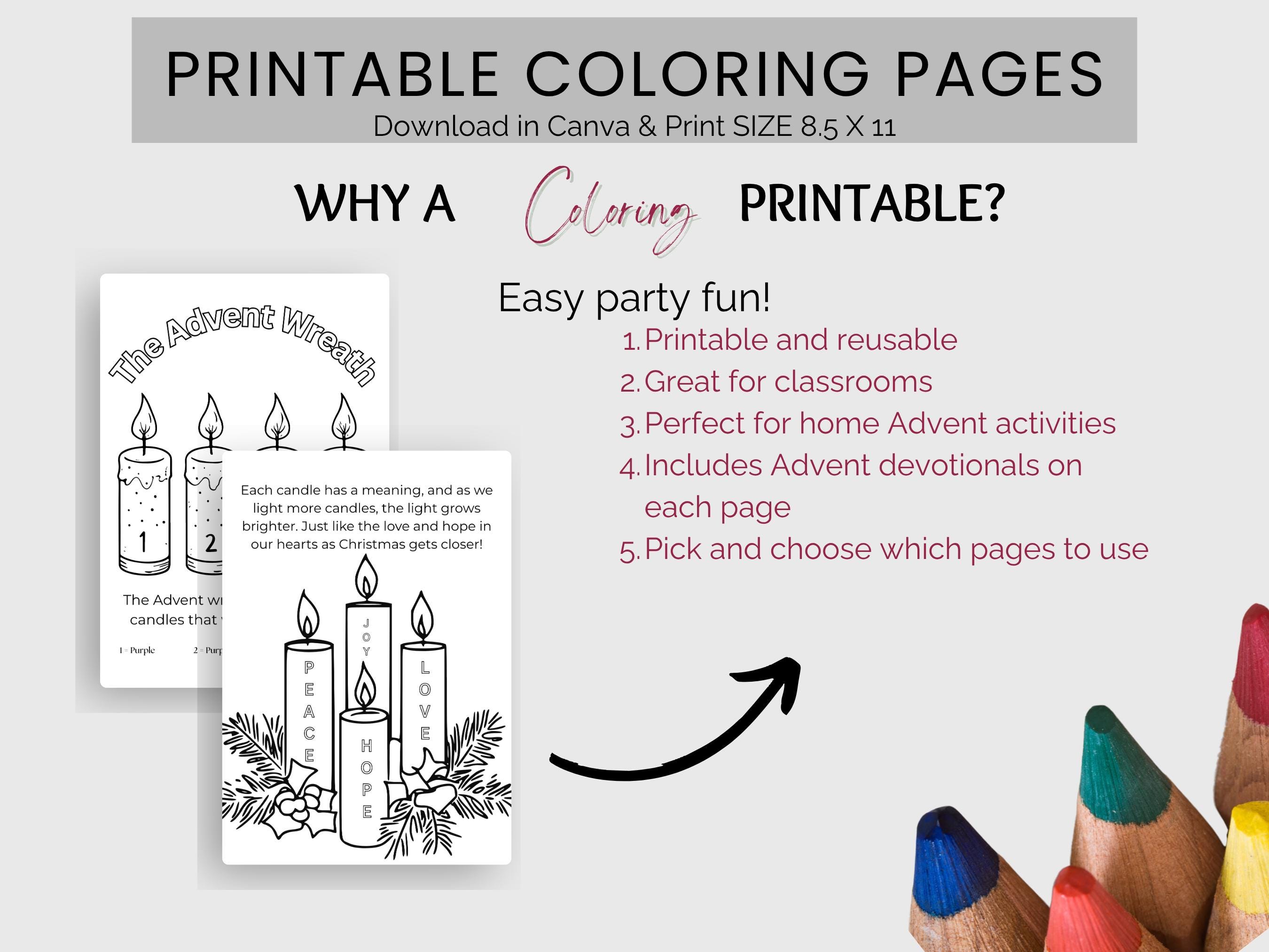 Advent Coloring Pages for Kids, Printable Advent Wreath Coloring ...