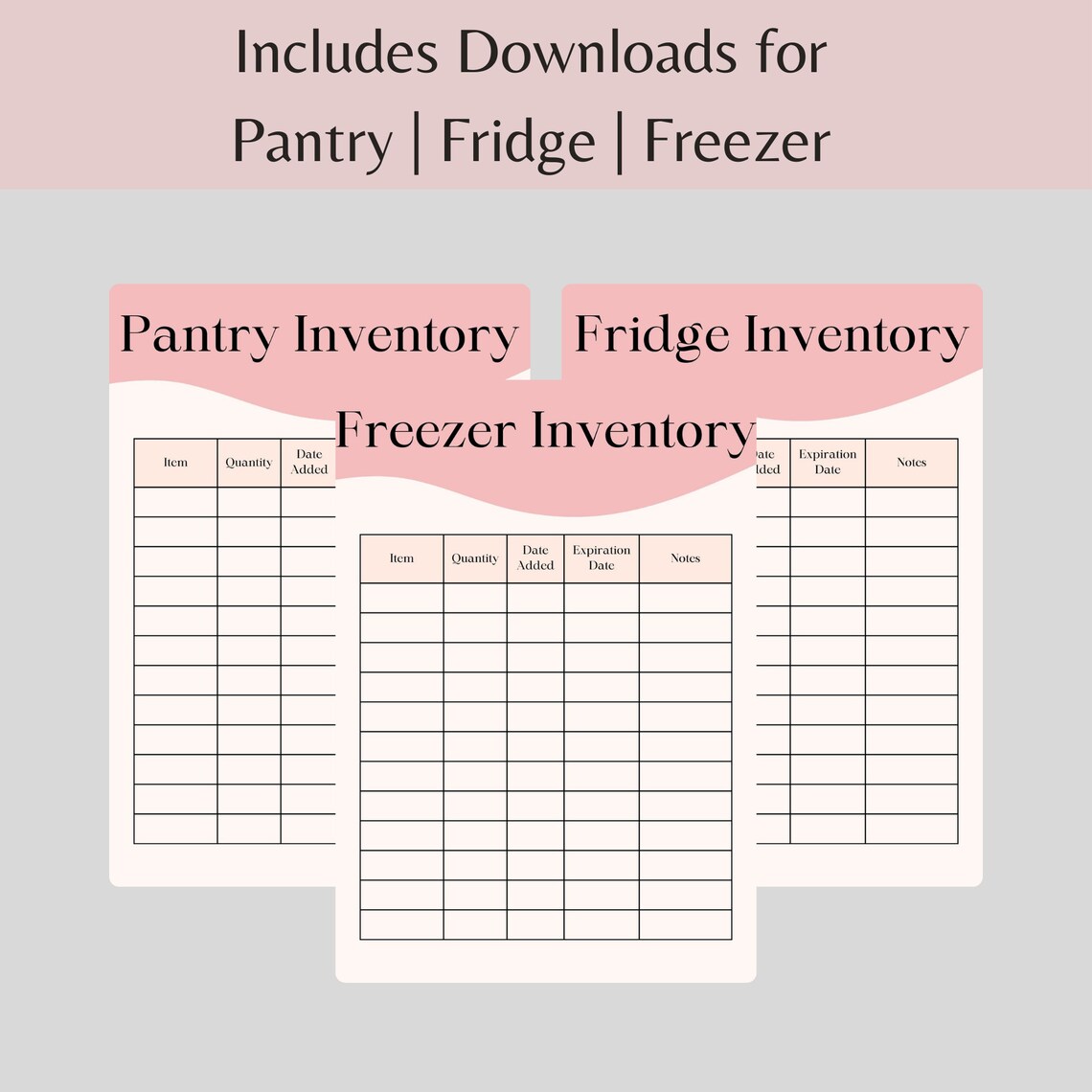 Food Inventory Log Printable Kitchen Organization Tracker Printable PDF ...