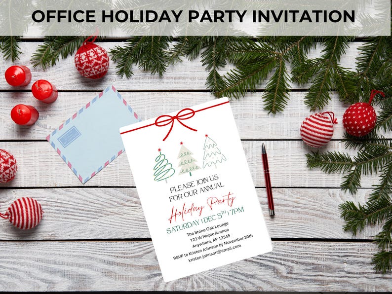 Work Holiday Party Invitation | Printable Office Christmas Party ...