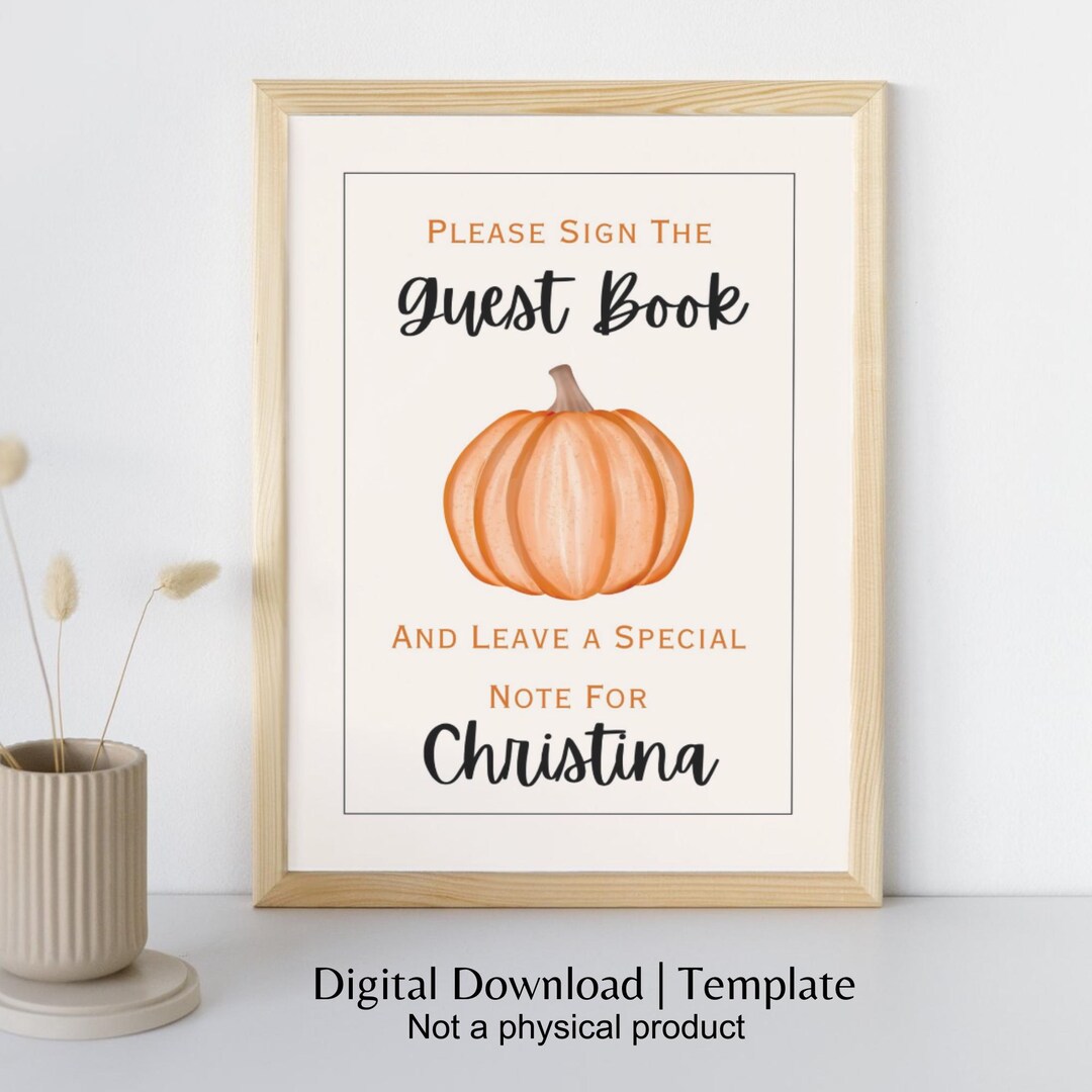Fall Guest Book Sign Template | Printable Pumpkin Guest Book Sign ...