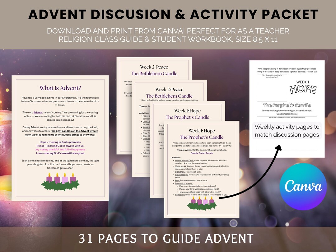 Printable Advent Wreath Guide for Kids, Advent Kids Devotional, Kids ...