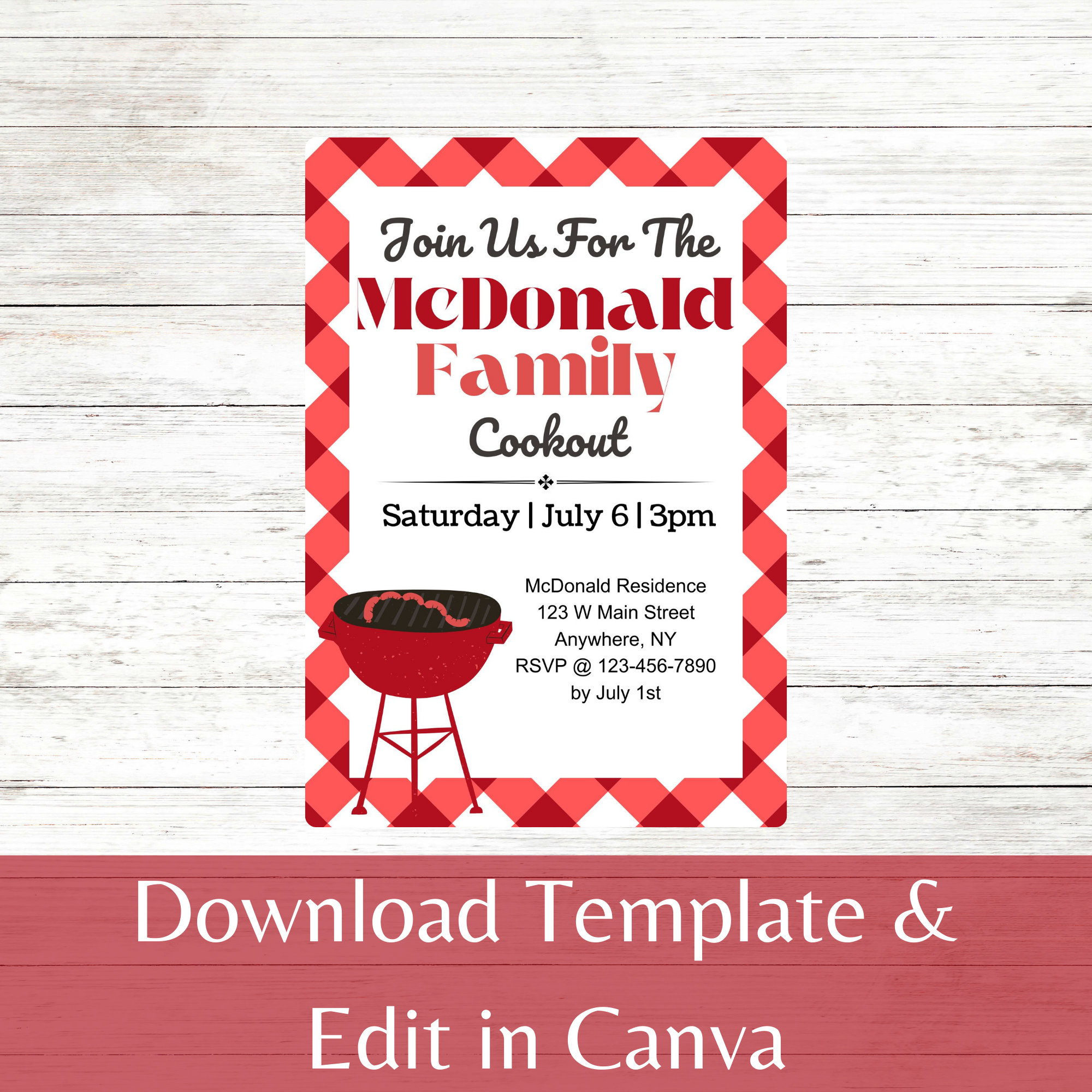 Family Cookout Invitation Template | Editable Cookout Invitation | BBQ ...