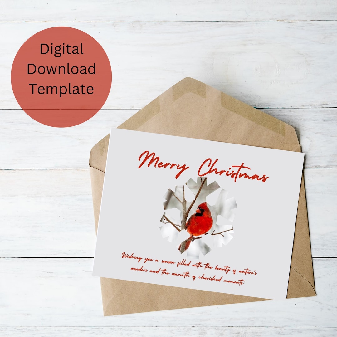Cardinal Christmas Greeting Card Digital Cardinal Christmas Card ...