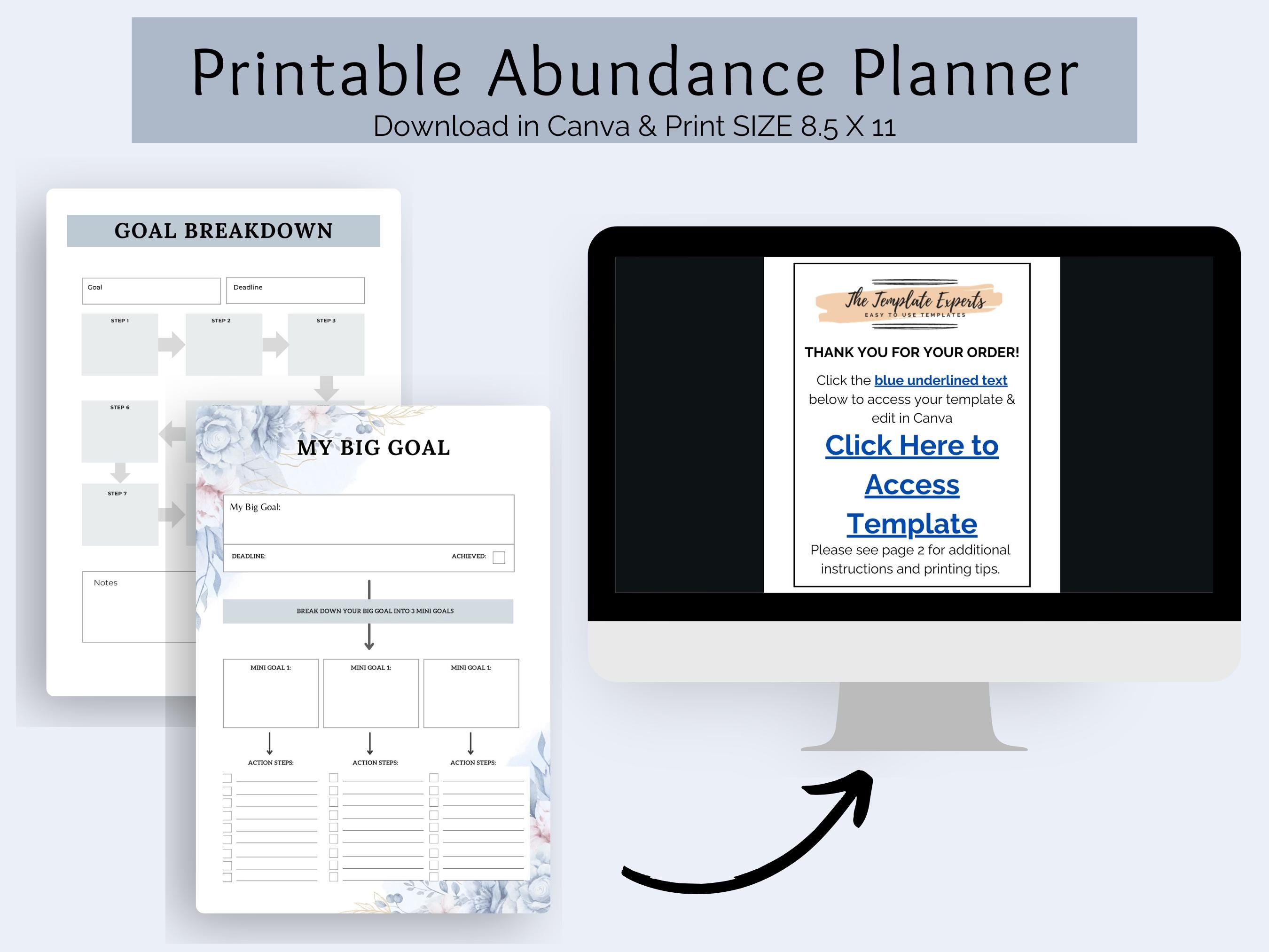 Printable Abundance Journal: Manifestation & Goal Planner (digital ...