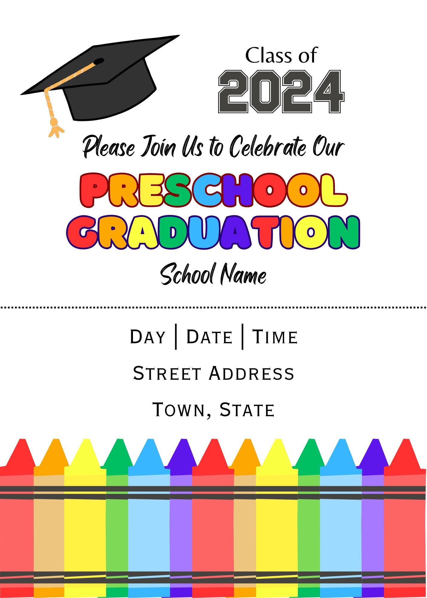 Preschool Graduation Invitation Template Graduation Invitation Template ...