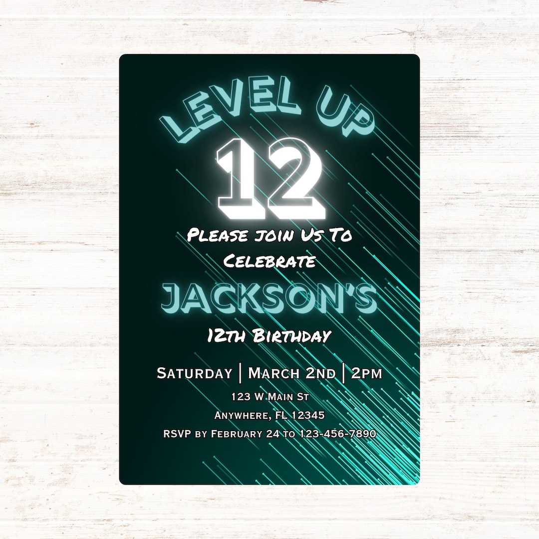 Level up Birthday Invitation Template | Editable Boys Birthday ...