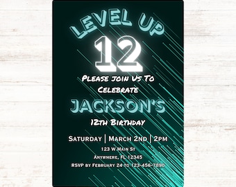 Level up Birthday Invitation Template | Editable Boys Birthday ...