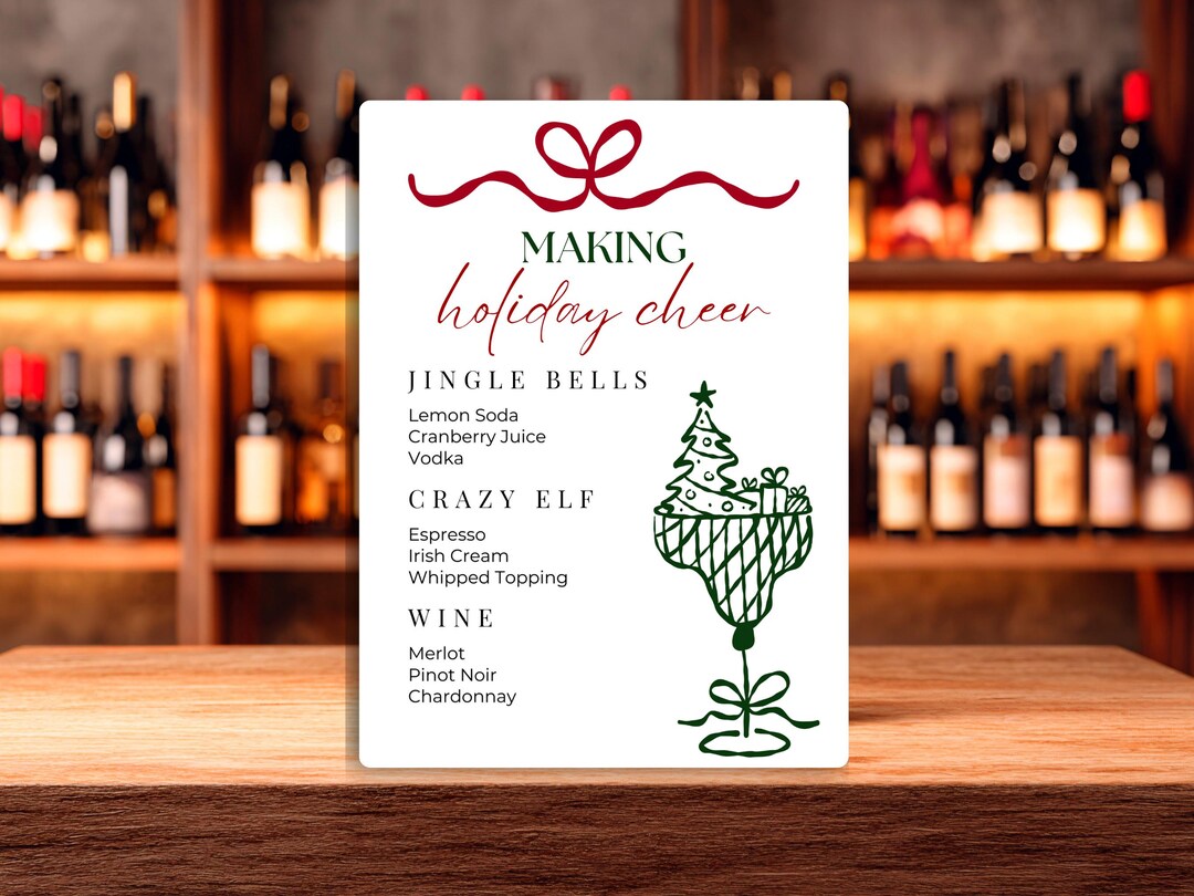 Christmas Bar Menu Template | Christmas Cocktail Menu | Christmas ...