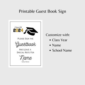 Graduation Guest Book Sign Template | Printable Graduation Guest Book ...