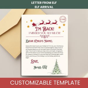 Editable Elf Arrival Letter | Printable Letter From Elf | Customizable ...