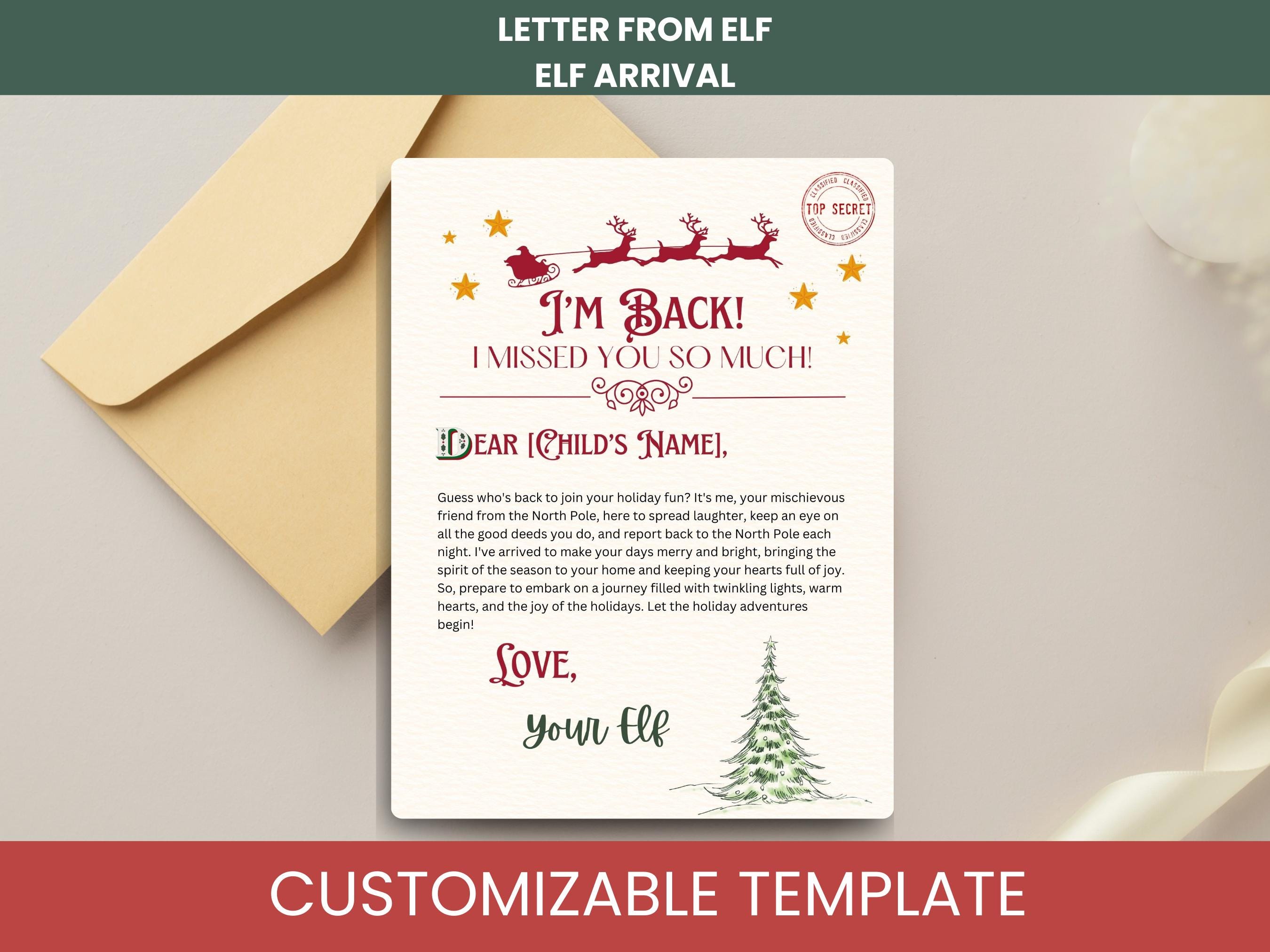Editable Elf Arrival Letter | Printable Letter From Elf | Customizable ...