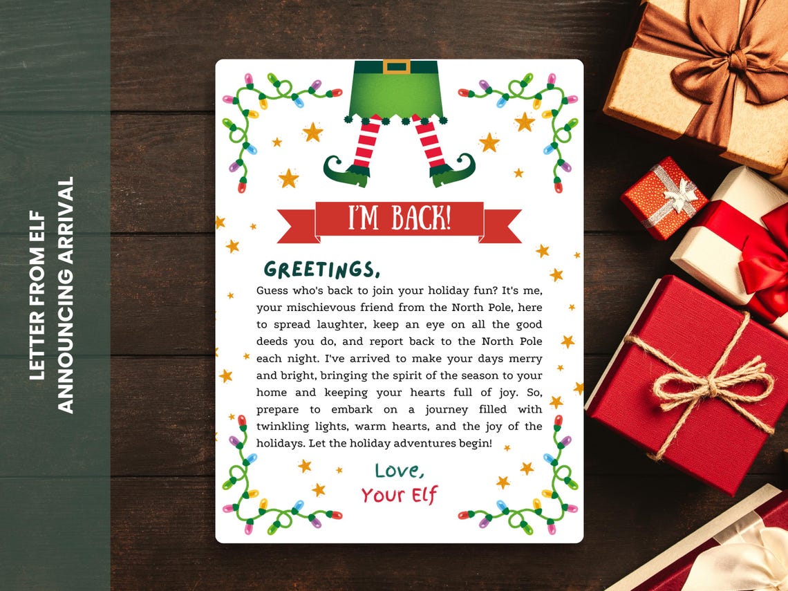 Editable Elf Arrival Letter | Printable Letter From Elf | Customizable ...