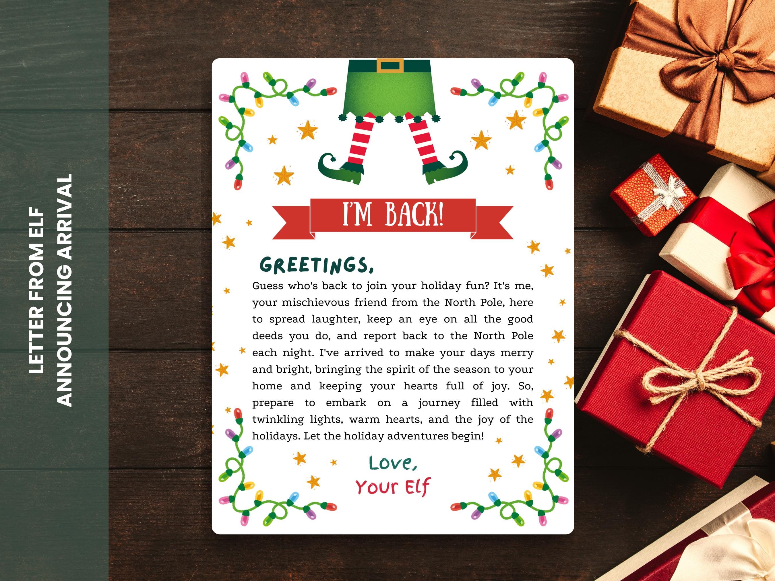 Editable Elf Arrival Letter | Printable Letter From Elf | Customizable ...