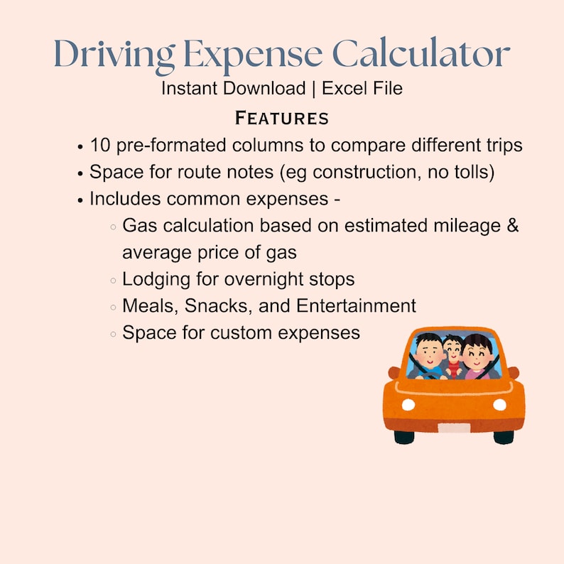 Travel Expense - Gas Calculator Template | Excel Instant Download ...