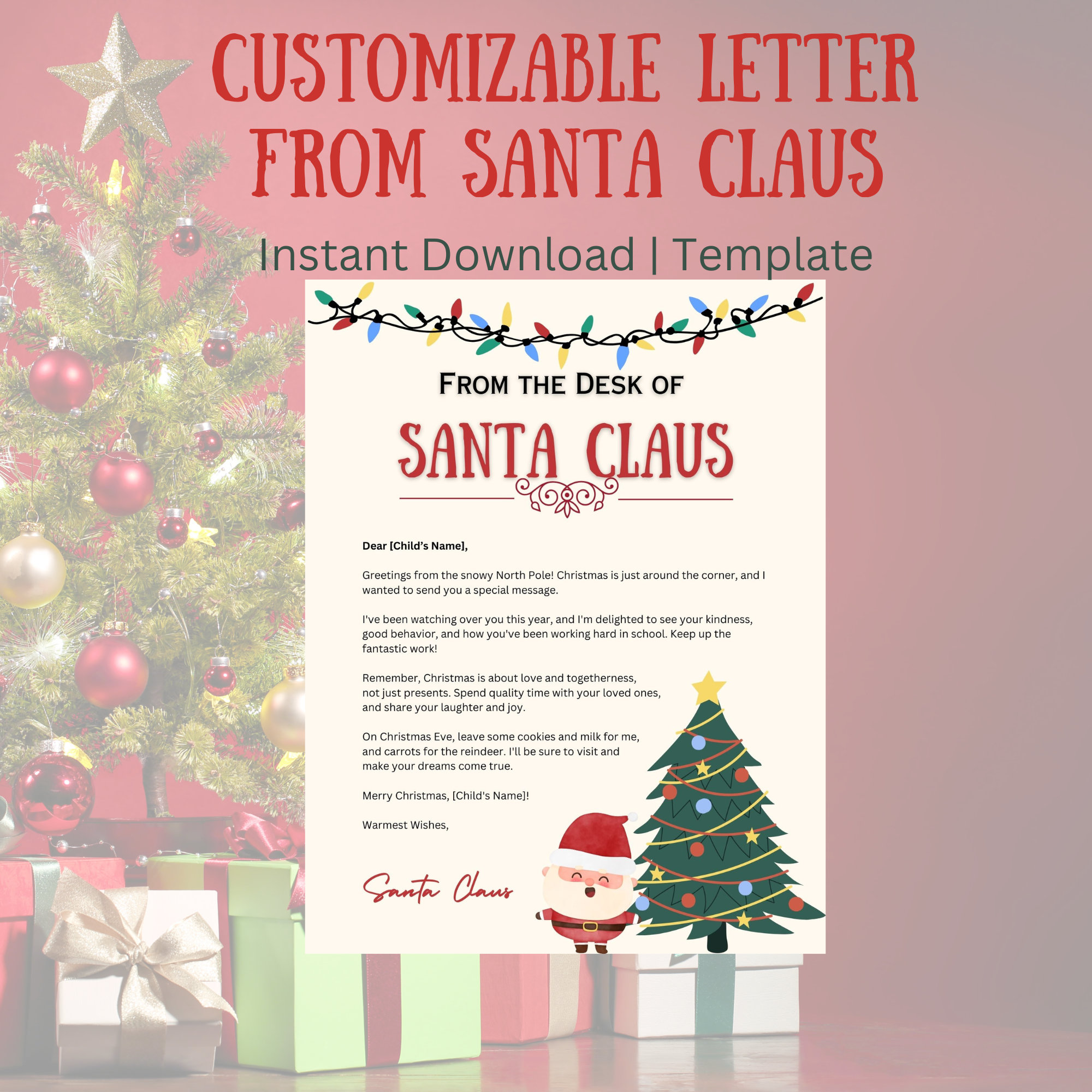 Editable Letter From Santa | Letter From Santa Template | Personalized ...