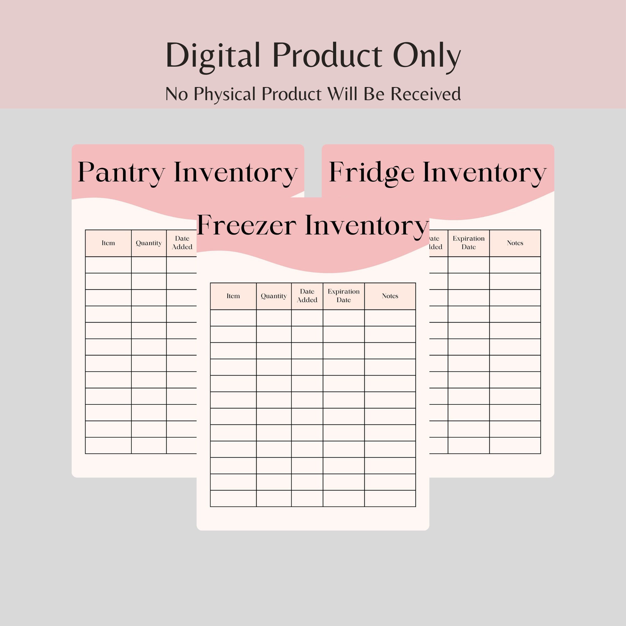 Food Inventory Log Printable Kitchen Organization Tracker Printable PDF ...