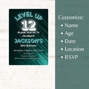 Level up Birthday Invitation Template | Editable Boys Birthday ...
