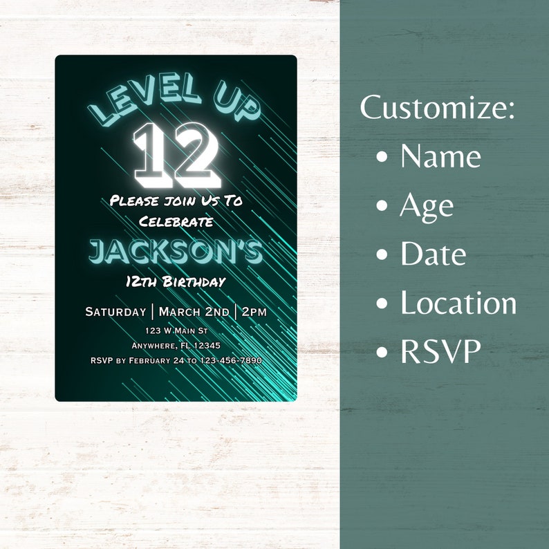 Level up Birthday Invitation Template | Editable Boys Birthday ...